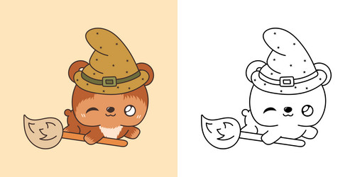 Cartoon halloween bear clipart for coloring page Vector Image