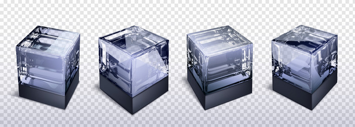 3d glass cube box isolated transparent Royalty Free Vector