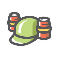 Cap with beer cans pop art Royalty Free Vector Image