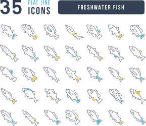 Freshwater fish set types Royalty Free Vector Image