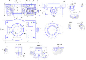 Engineering drawing of industrial equipment Vector Image