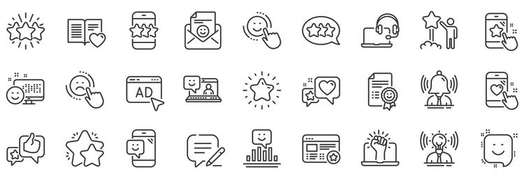 Feedback line icons set of user opinion customer Vector Image