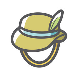 Green hat with a feather icon icon cartoon Vector Image