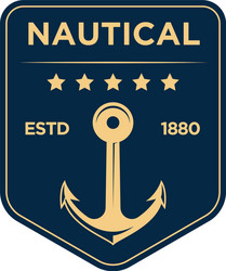 Marine retro emblems logo with anchor Royalty Free Vector