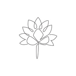 One single line drawing beauty fresh lotus Vector Image