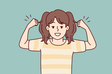 Cheerful super strong girl cartoon character Vector Image
