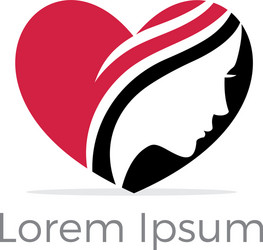 Beautiful lady in heart logo design Royalty Free Vector