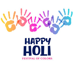 Colorful hands happy holi celebration background Vector Image