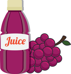 Bottle of grape juice with cute cartoon Royalty Free Vector