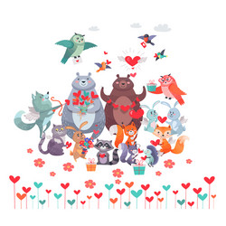 Valentine day card with cat Royalty Free Vector Image