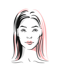 Female face template sketch Royalty Free Vector Image