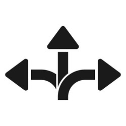 Arrow way or three-way icon three and road Vector Image