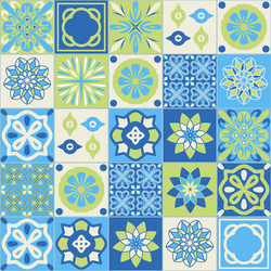 Spanish style blue ceramic tiles classic Vector Image
