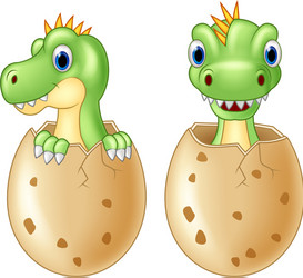 Cute dinosaur cartoon hatching Royalty Free Vector Image