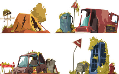 Isometric post apocalypse Royalty Free Vector Image