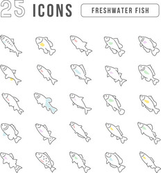 Freshwater fish set types of edible Royalty Free Vector