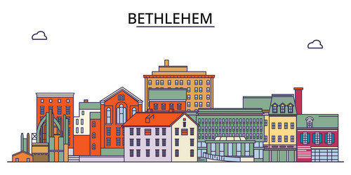 Bethlehem united states outline travel skyline Vector Image