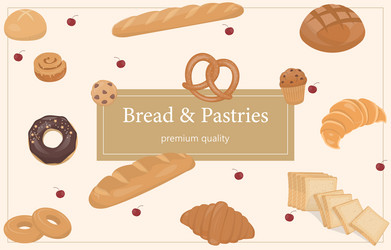 Bakery bread and pastries products banner Vector Image