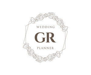 Gr initials letter wedding monogram logos Vector Image
