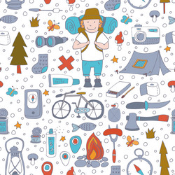 Seamless pattern with adventure equipment Vector Image