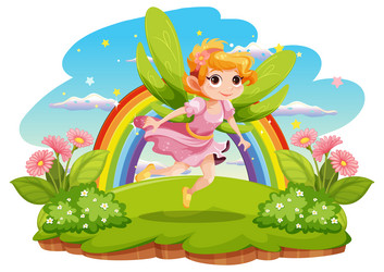 Fairy princess cartoon at magic land background Vector Image