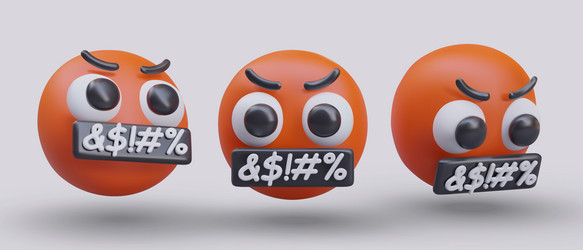 Serious emoji with covering mouth in red color Vector Image