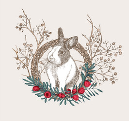 Vintage Rabbit Etching Vector Images (over 180)