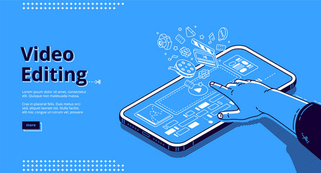 Video editing flat icon Royalty Free Vector Image