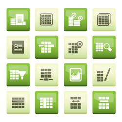 Database and table formatting icons Royalty Free Vector