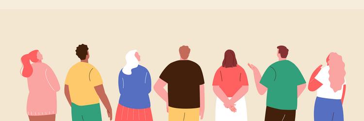 Back view group of people looking up Royalty Free Vector