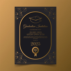 Elegant dark graduation invitation template Vector Image