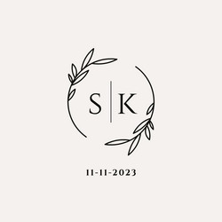 Sk initial wedding monogram logo Royalty Free Vector Image