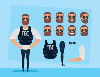 Strong man with set faces character Royalty Free Vector