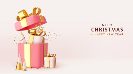 3d gifts boxes open gift box Royalty Free Vector Image