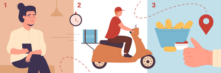 Takeaway fast food delivery service to home set Vector Image