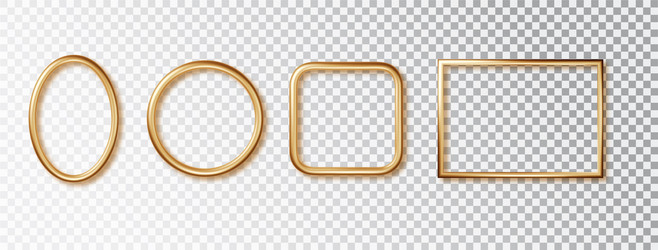 Gold border set of different shapes isolated Vector Image