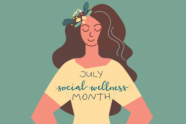 July social wellness month hand lettering concept Vector Image