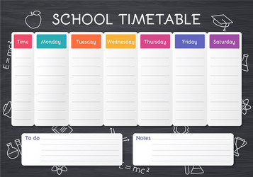 School timetable weekly lesson schedule template Vector Image
