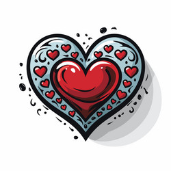 Heart hand-drawn comic doodle style cartoon Vector Image
