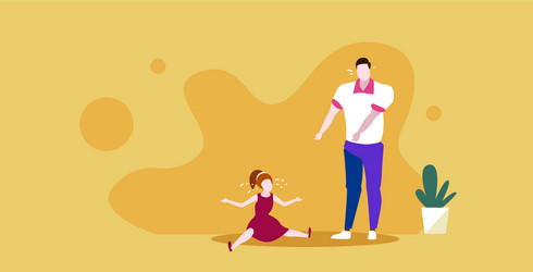 Little girl calming her sad father Royalty Free Vector Image
