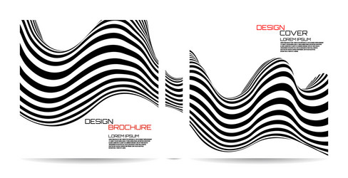 Brochure template wave with black and white Vector Image
