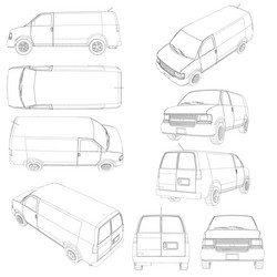 Set with contours of the van contour Royalty Free Vector