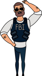Young man with beard fbi agent Royalty Free Vector Image