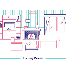 Door opening cartoon open and closed living room Vector Image