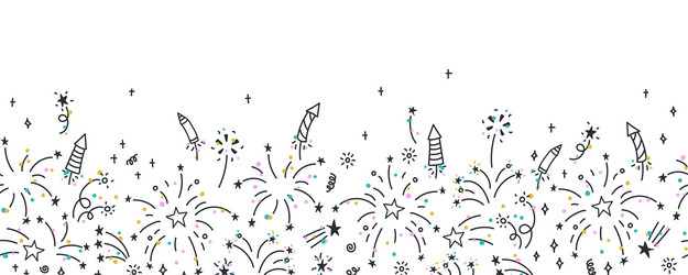 Fun hand drawn doodle fireworks seamless pattern Vector Image