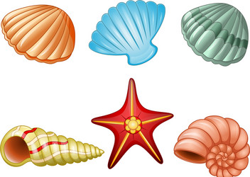Ocean cockleshells cartoon sea shells Royalty Free Vector