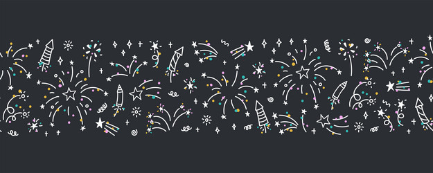 Fun hand drawn doodle fireworks seamless pattern Vector Image
