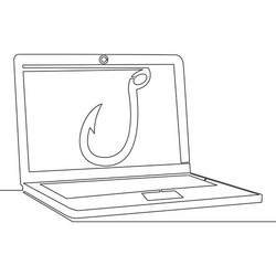 Continuous line drawing laptop cyber security Vector Image