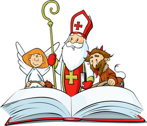 Saint nicholas devil and angel - during t Vector Image