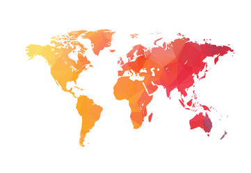 Red geometric world map Royalty Free Vector Image